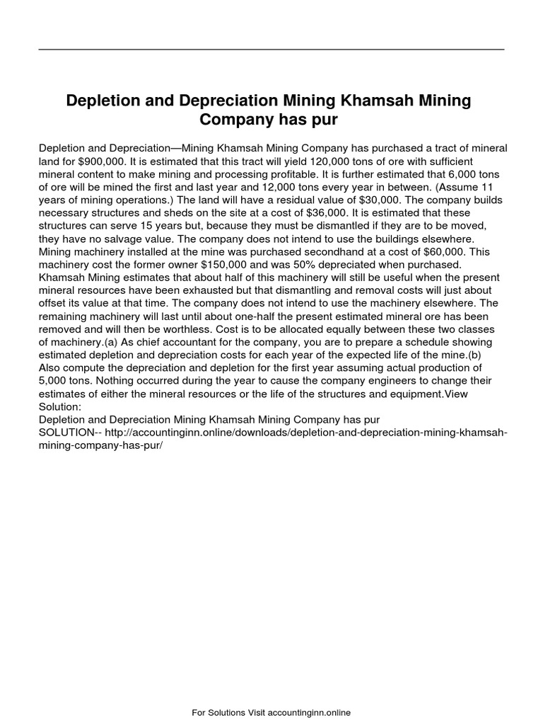 Mining Depletion & Depreciation Guide | PDF | Resource Depletion ...