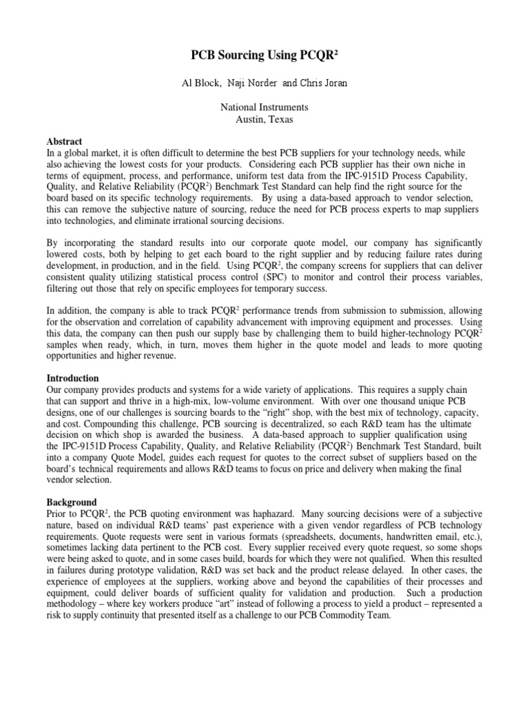 PCB Sourcing Using PCQR2 | PDF | Reliability Engineering | Printed ...