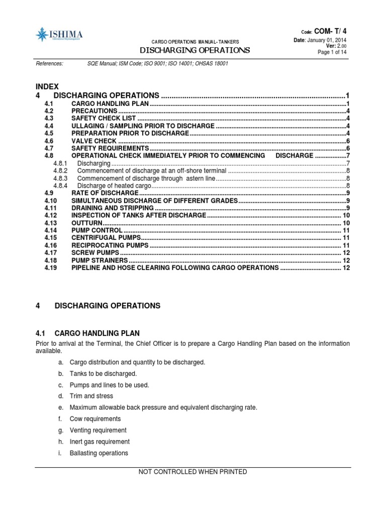 Oil Tanker Discharging Operations Guide | PDF | Oil Tanker | Pump
