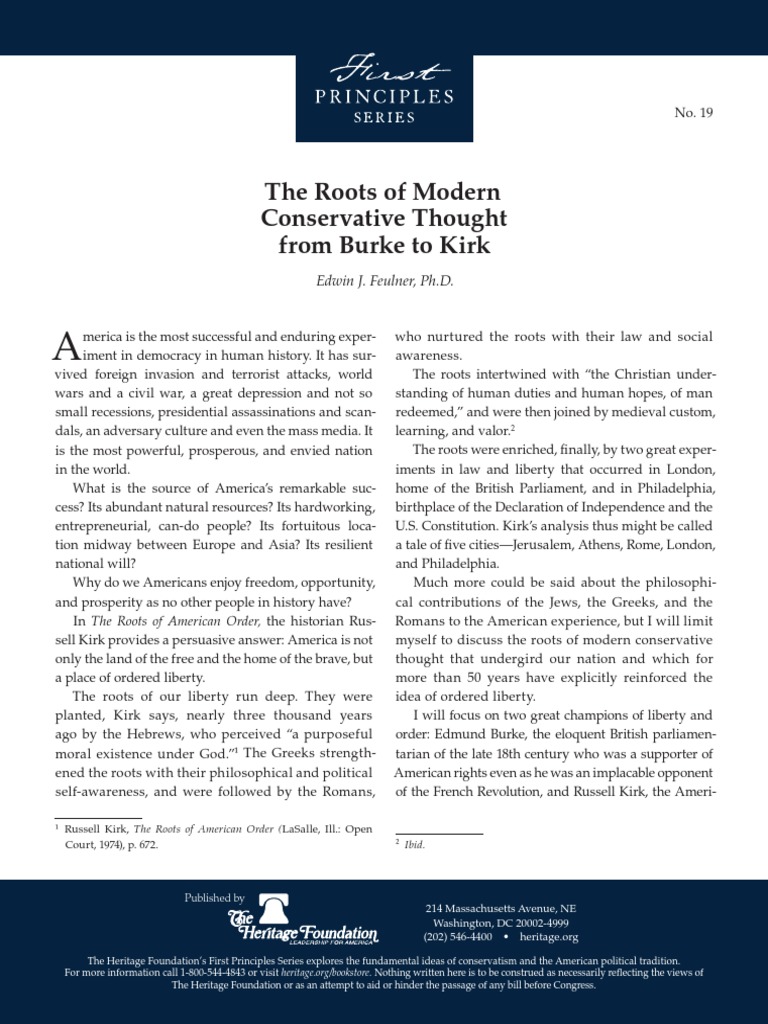 The Roots of Modern Conservative Thought From Burke To Kirk: Edwin J ...