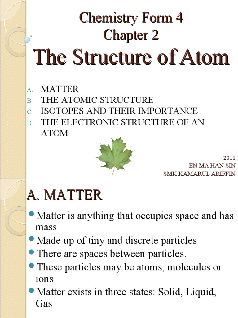 Chemistry Form 4: Atomic Structure Guide | PDF | Atoms | Proton