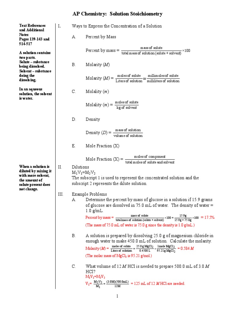 AP Chemistry: Solution Stoichiometry | PDF | Solution | Mole (Unit)