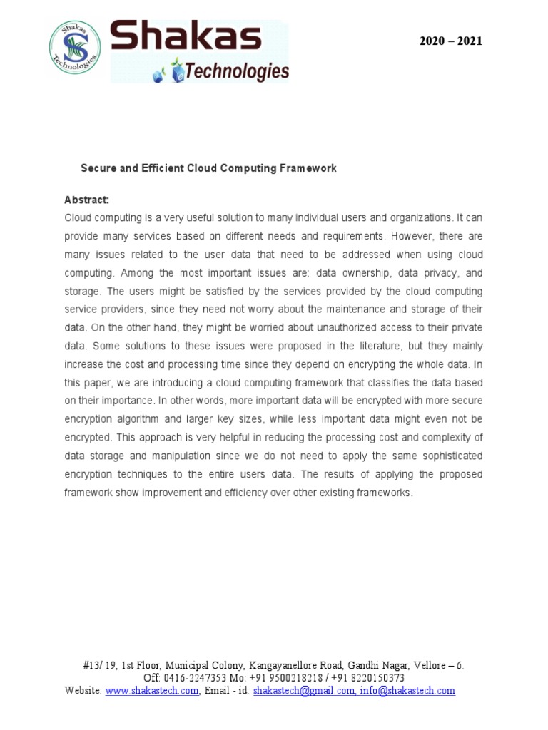 Secure and Efficient Cloud Computing Framework | PDF