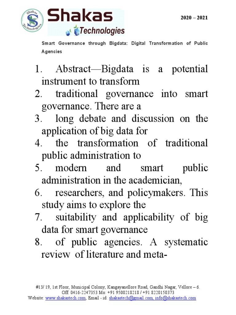 Smart Governance Through Bigdata Digital Transformation of Public ...