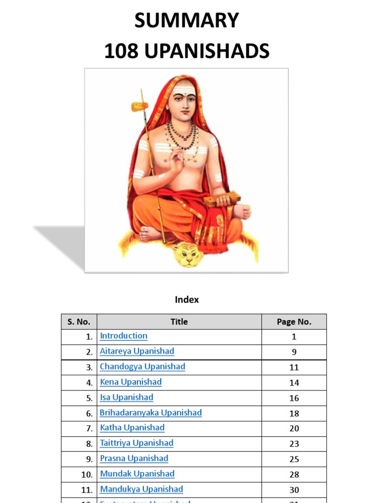 14 Summary 108 Upanishads | PDF | Ātman (Hinduism) | Brahman