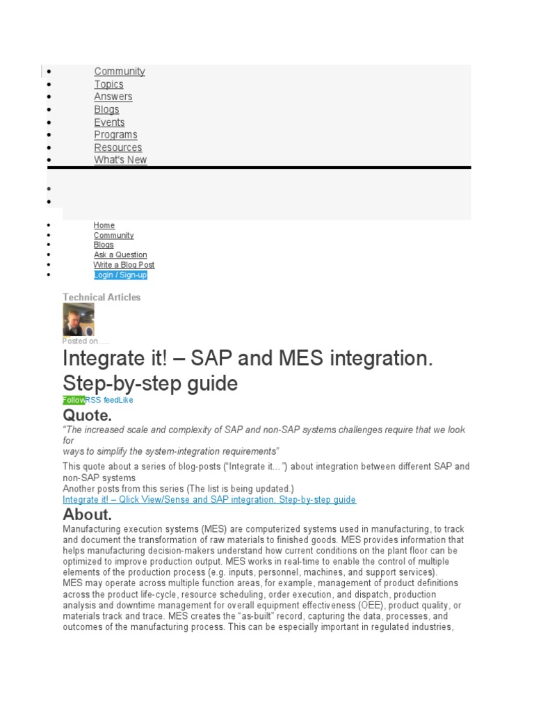 Integrate It! - SAP and MES Integration. Step-By-Step Guide: Quote ...