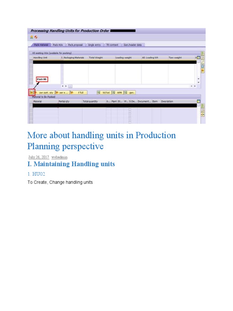 More About Handling Units in Production Planning Perspective | PDF ...