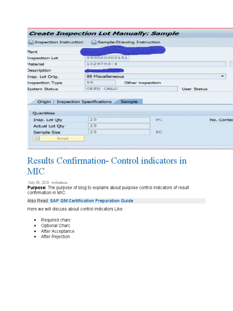 Results Confirmation-Control Indicators in MIC | PDF | Business