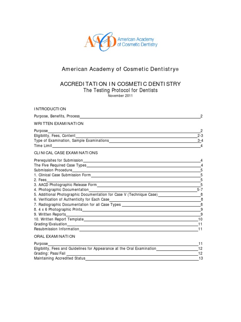 Accreditation - Dentist Protocol November 2011 - Current | PDF | Camera ...