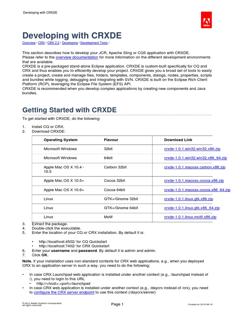 Developing With Crxde | PDF | Version Control | Zip (File Format)