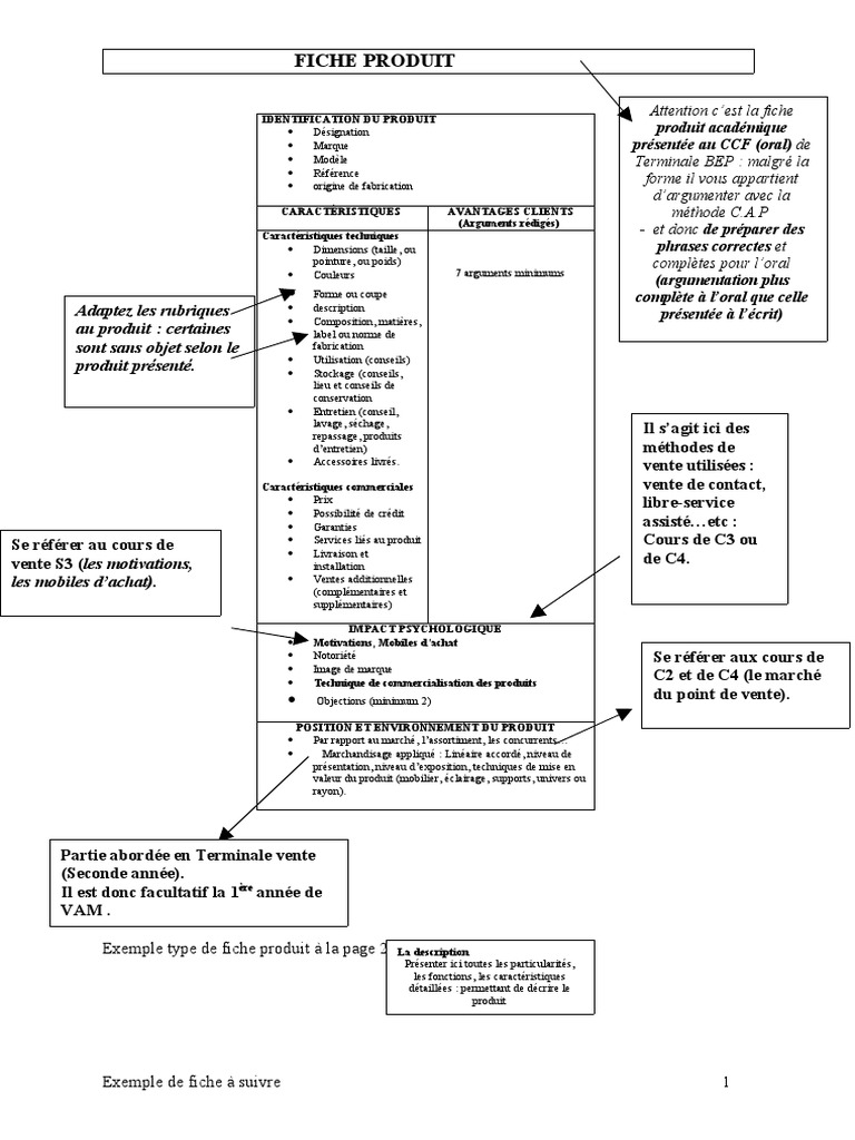 Exemple de Fiche Produit Académique | PDF | Merchandising | Gestion de ...