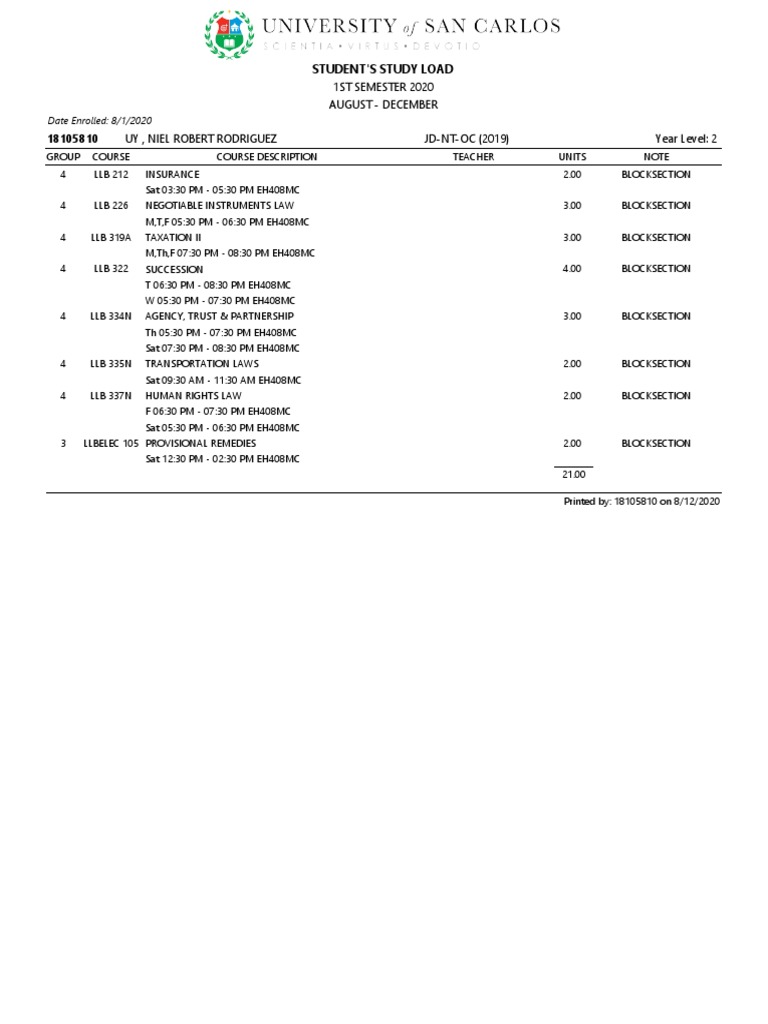 Student Study Load | PDF