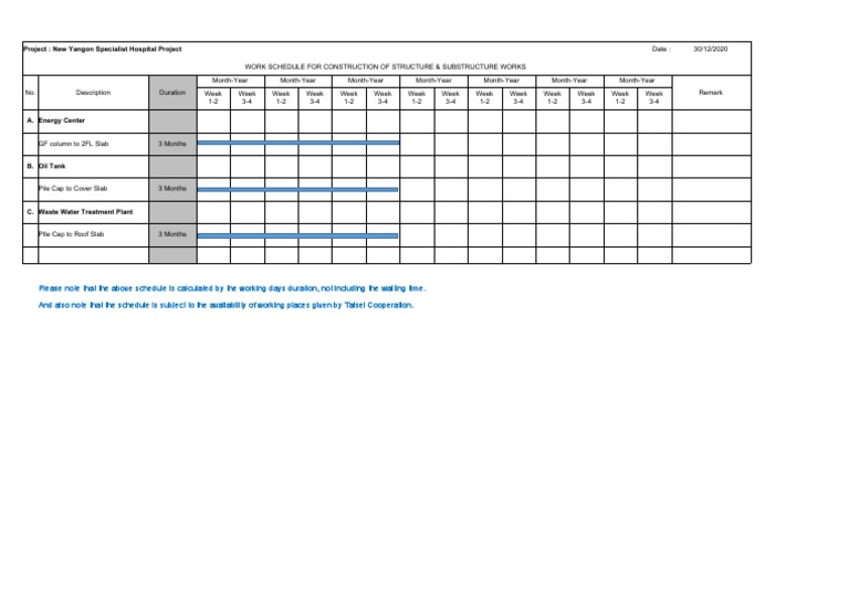 New Yangon Hospital Construction Schedule | PDF