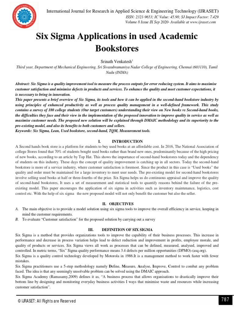 Six Sigma Applications in Used Academic Bookstores | PDF | Six Sigma ...