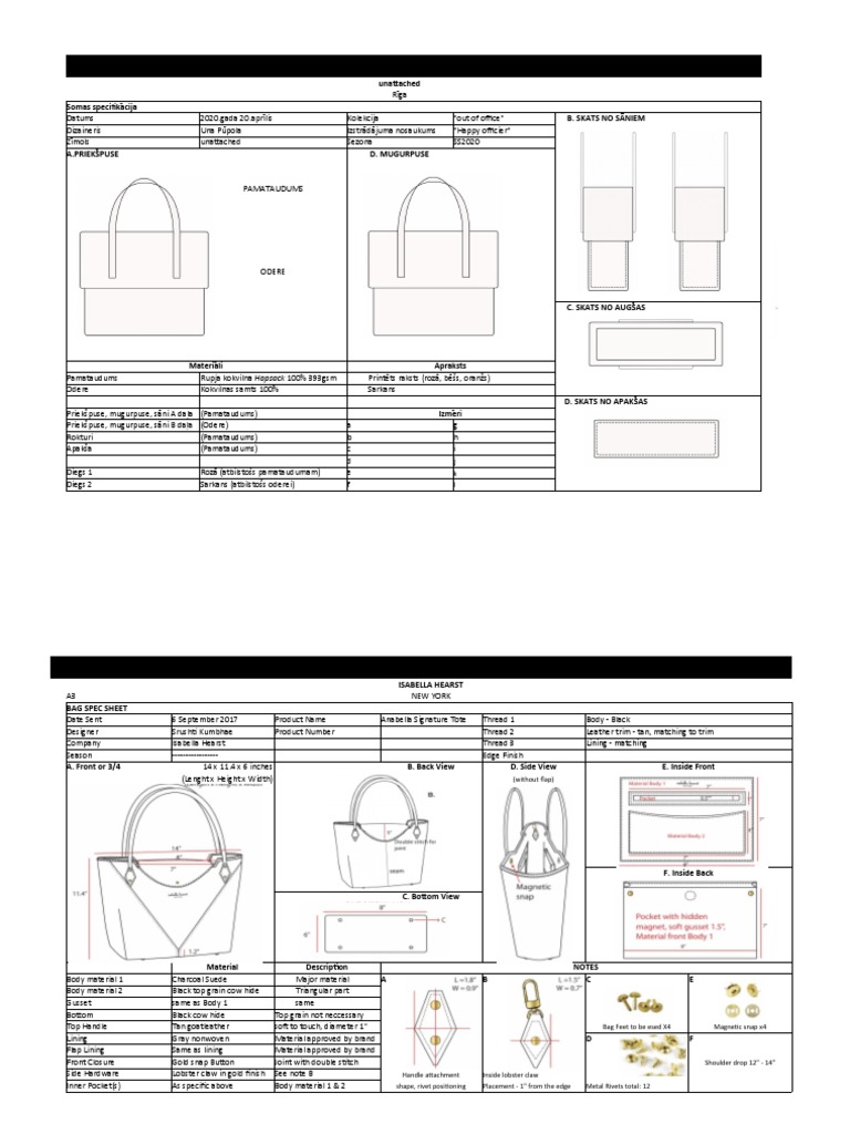 Bag Spec Sheet Una | PDF | Nature