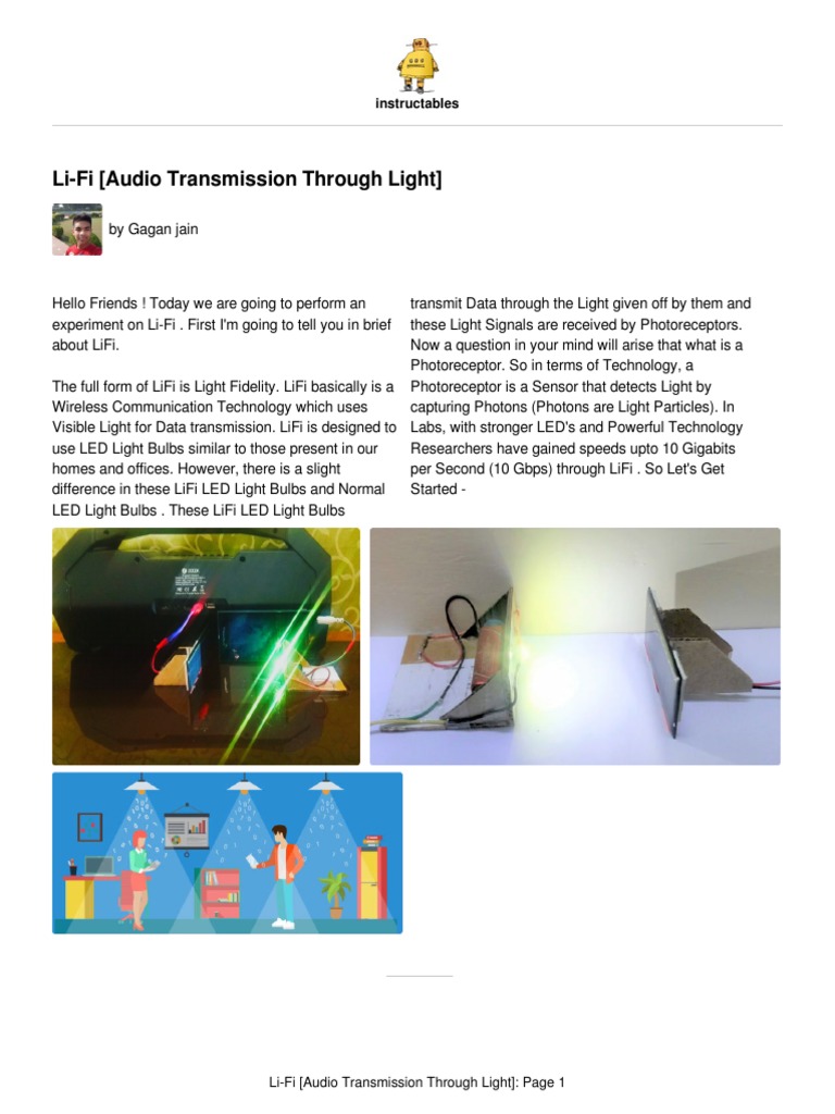 LiFi Experiment Audio Transmission Through Light | PDF | Telephone ...