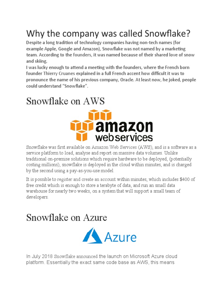Why The Company Was Called Snowflake?: Founders | PDF | Databases | Cloud Computing