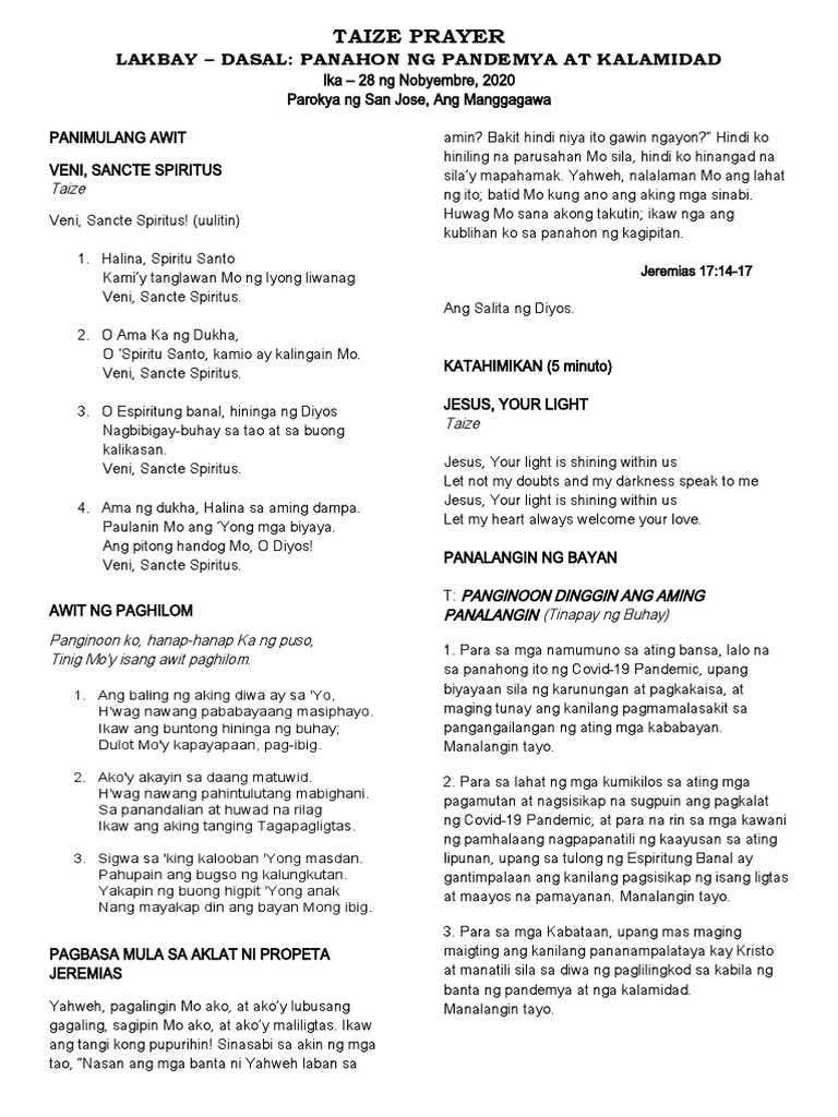 TAIZE-PRAYER Revised | PDF