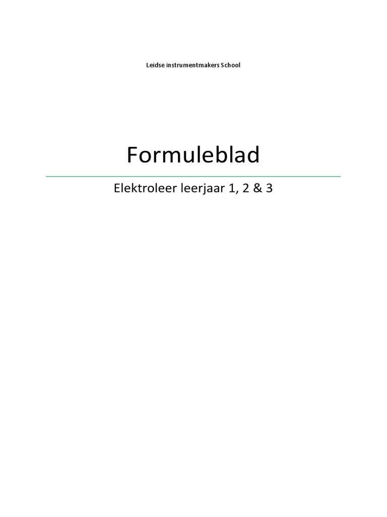Formuleblad Elektro S3 en Hoger | PDF