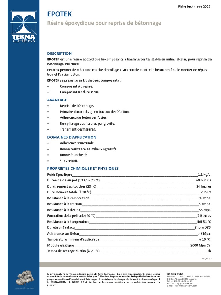 Résine EPOTEK pour Bétonnage Structurel | PDF | Matériaux | Génie du bâtiment