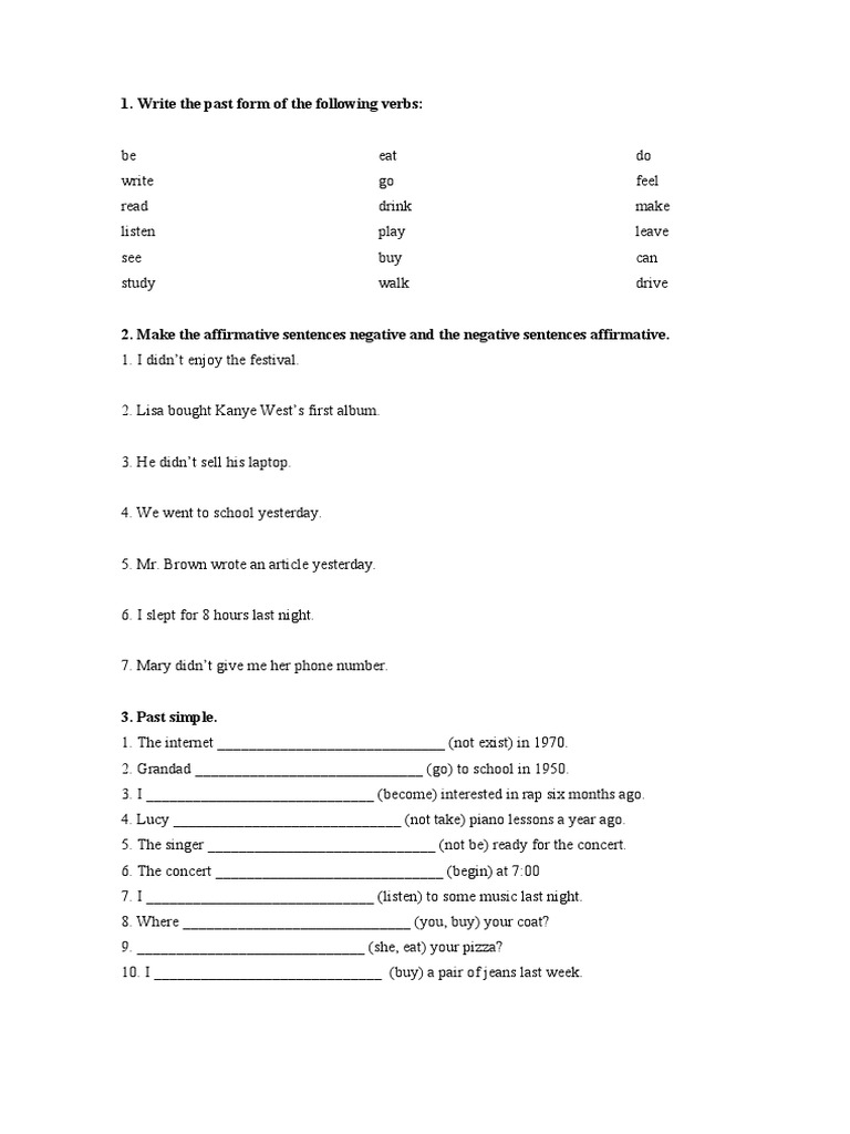 Past simple 6o primaria