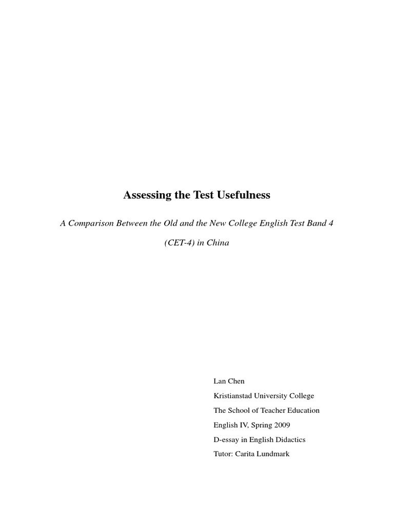 CET-4 Test Usefulness and Impact Analysis | PDF | Validity (Statistics ...