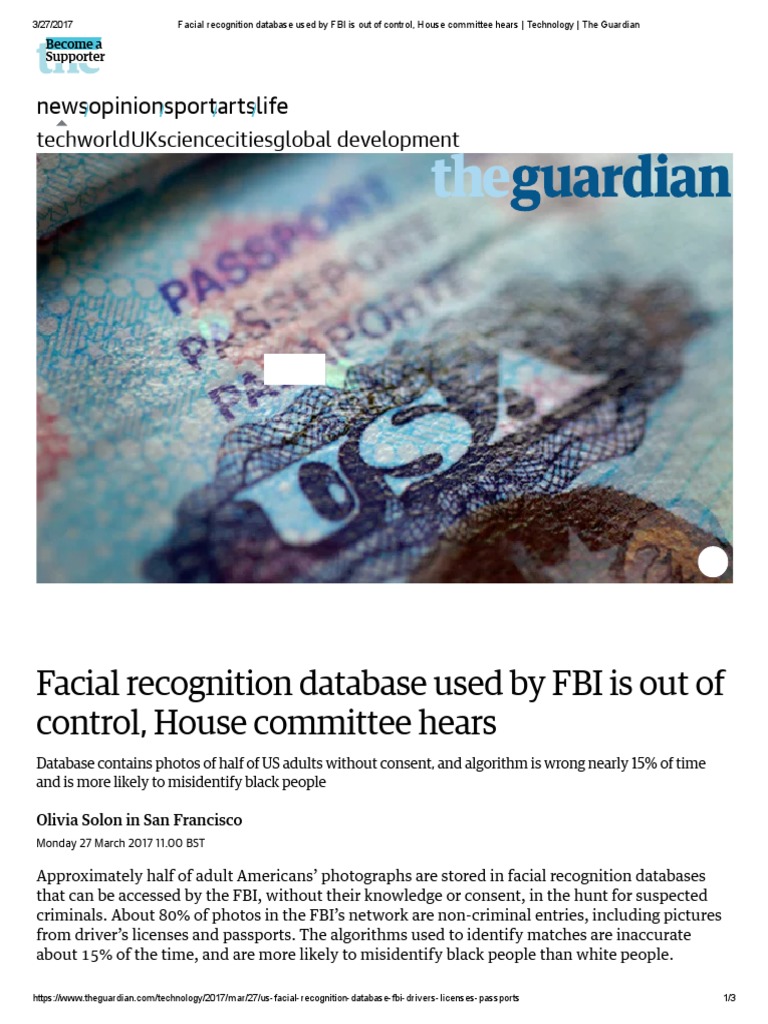 Facial Recognition Database Used By Fbi Is Out Of Control House
