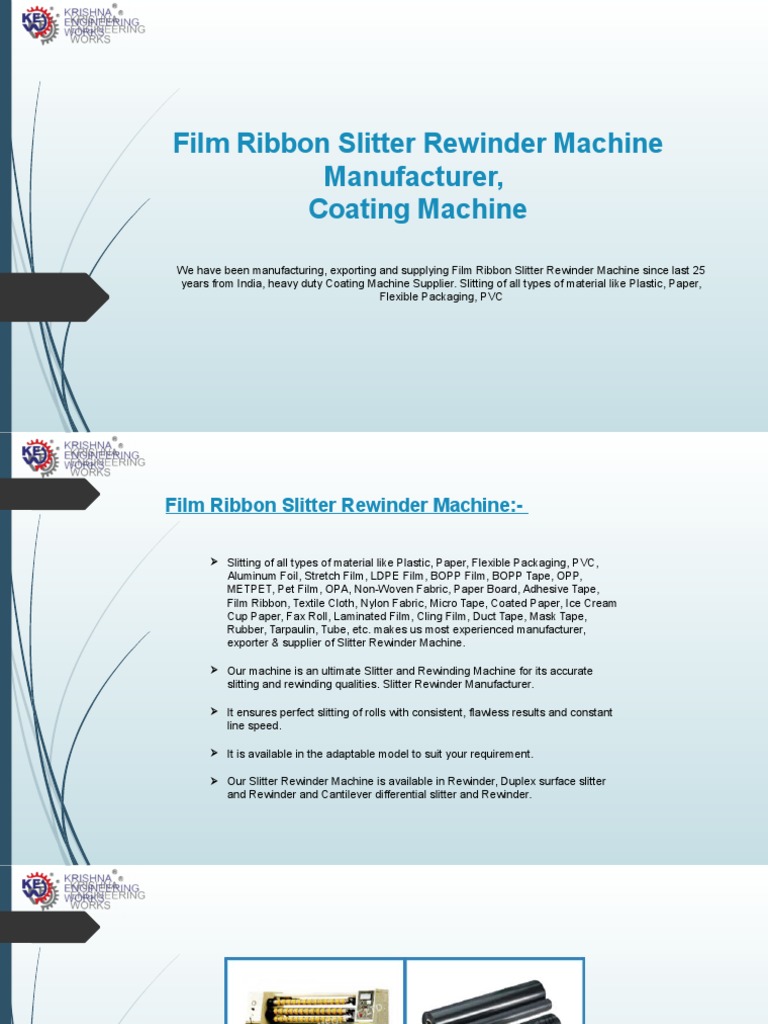 Film Ribbon Slitter Rewinder Machine Manufacturer | PDF | Technology ...