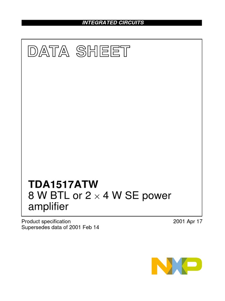 Data Sheet: TDA1517ATW | PDF | Amplifier | Capacitor