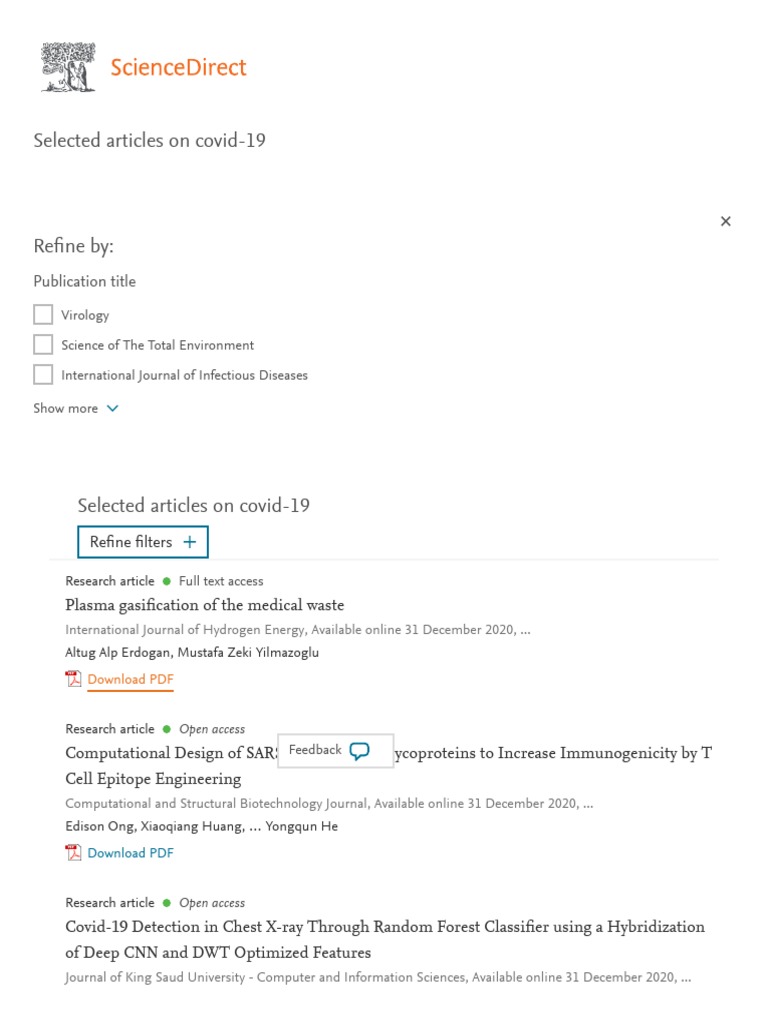 Coronavirus COVID-19 Research Articles - ScienceDirect - Com by ...