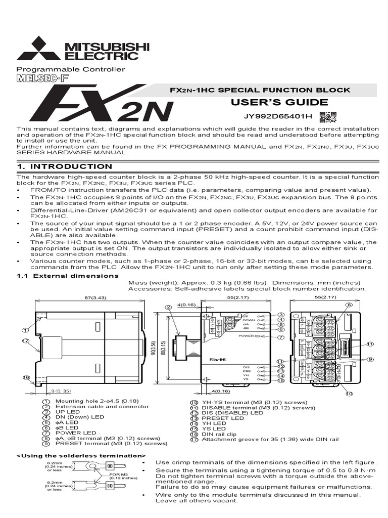User'S Guide: FX - 1Hc Special Function Block | PDF | Programmable Logic Controller | Electrical ...