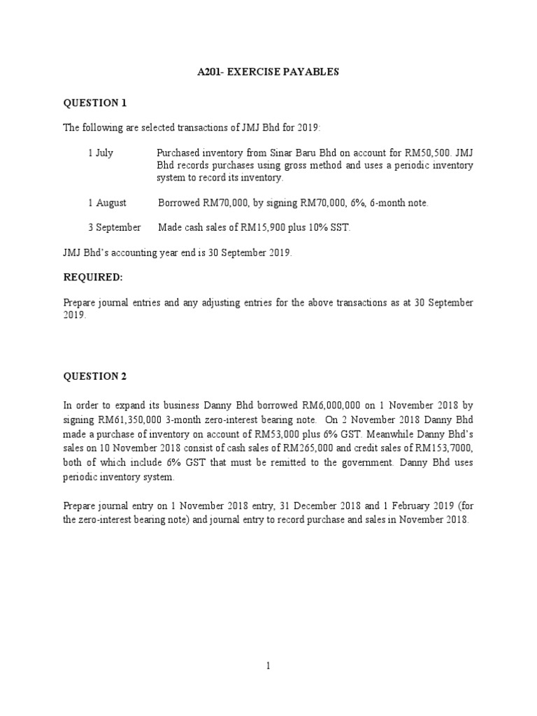 EXER - 7 Payables (Q) | PDF