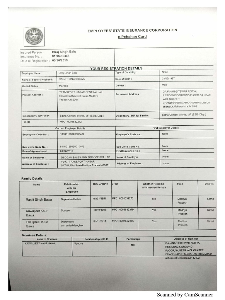 Esic Tic Form | PDF