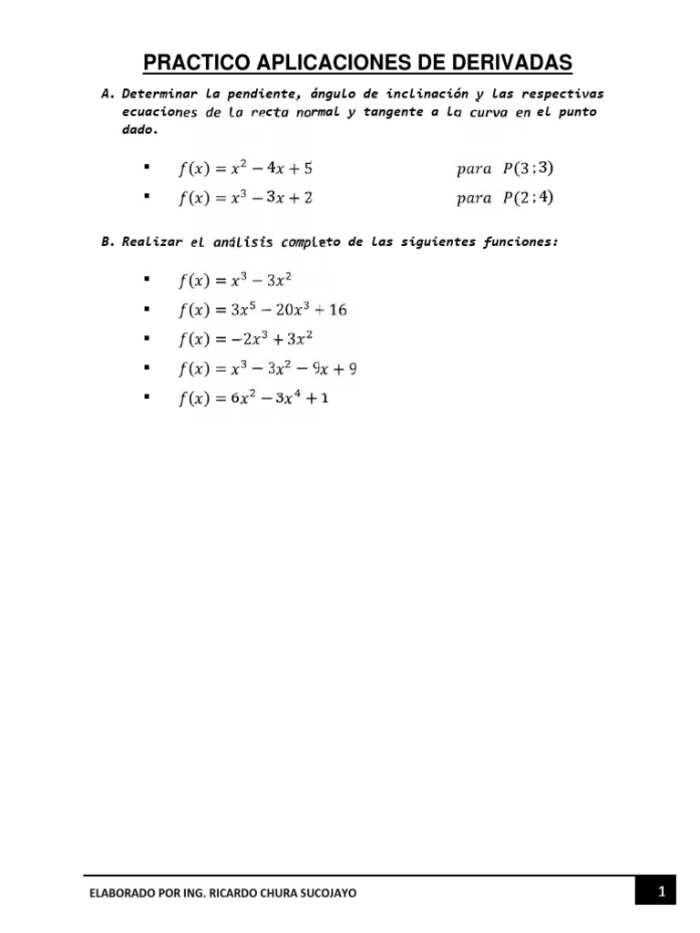 Practico Derivadas - Aplicaciones | PDF