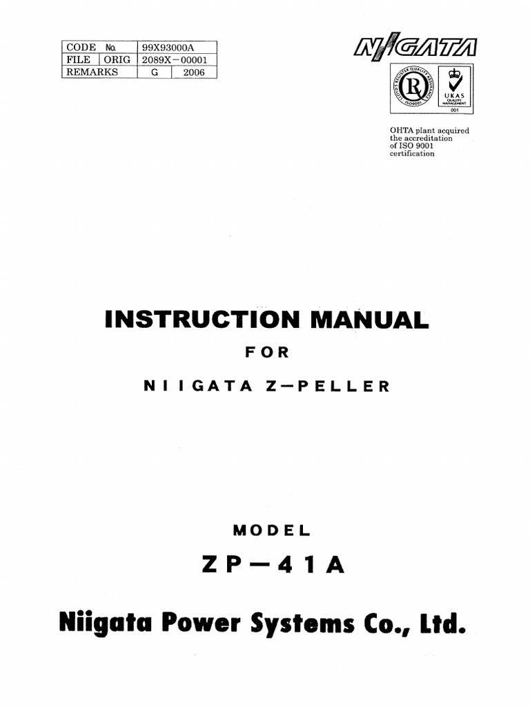 08 Manual Z-Peller Niigata ZP-41A | PDF