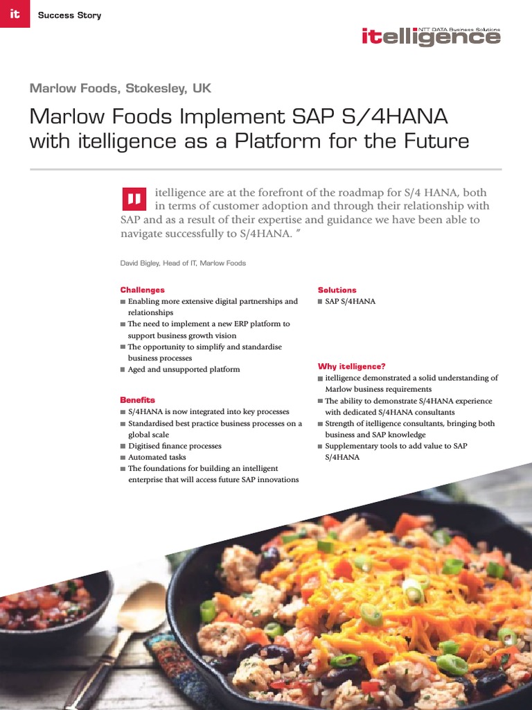Marlow Foods Implement SAP S/4HANA With Itelligence As A Platform For ...