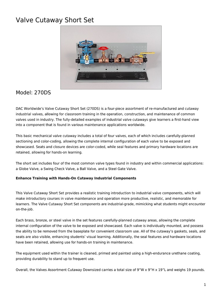 Valve Cutaway Training Set Overview | PDF | Valve | Pipe (Fluid Conveyance)