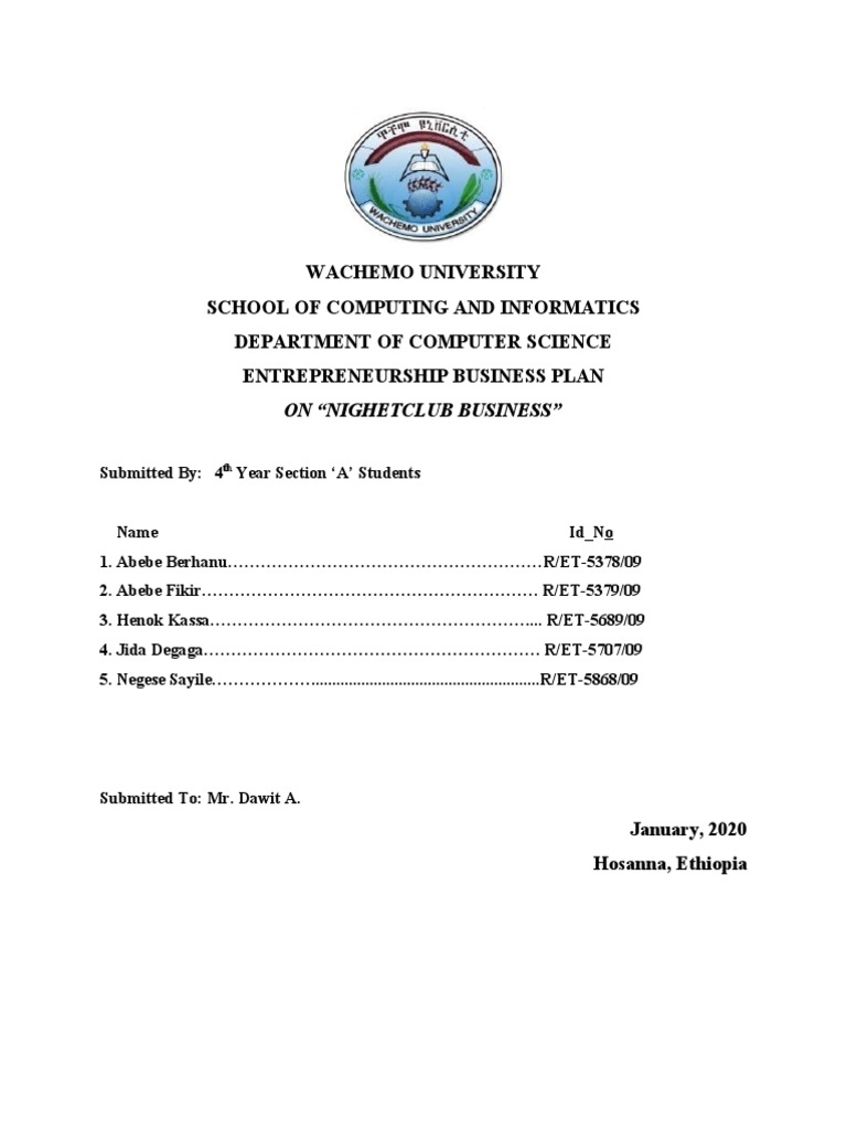 Wachemo University School of Computing and Informatics Department of ...