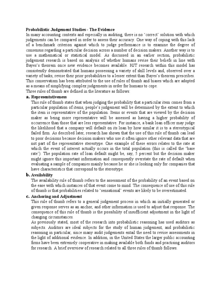 Representativeness - The Evidence | PDF | Representativeness Heuristic ...