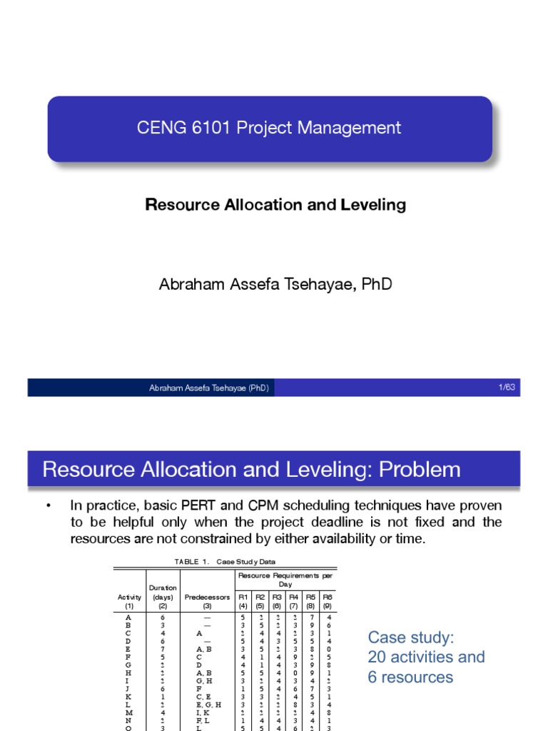 CENG 6101 - Lesson 5 - Resource Leveling and Allocation | PDF | Scheduling (Production Processes ...