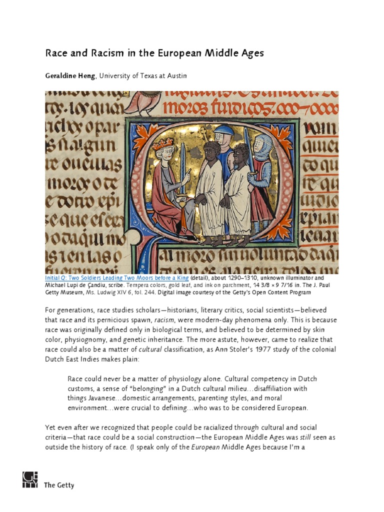 Race and Racism in The European Middle Ages: Geraldine Heng, University ...
