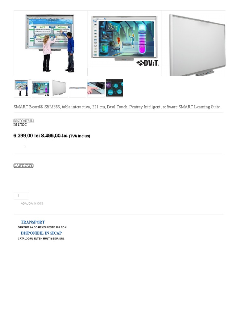 SMART Board® SBM685, Tabla Interactiva, 221 CM, Dual Touch, Pentray ...