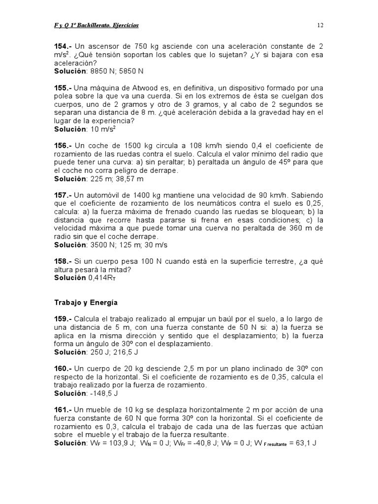 Cinemática - Prob Hoja 8 | PDF | Fricción | Masa