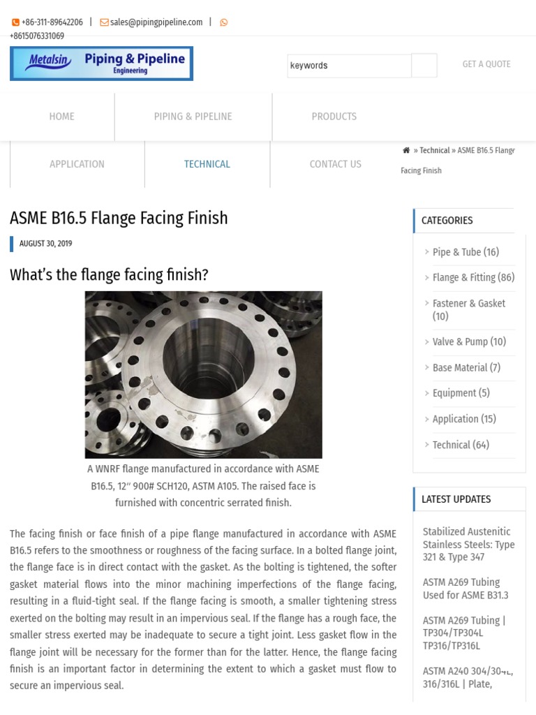 ASME B16 5 Flange Facing Finish | PDF | Pipe (Fluid Conveyance ...