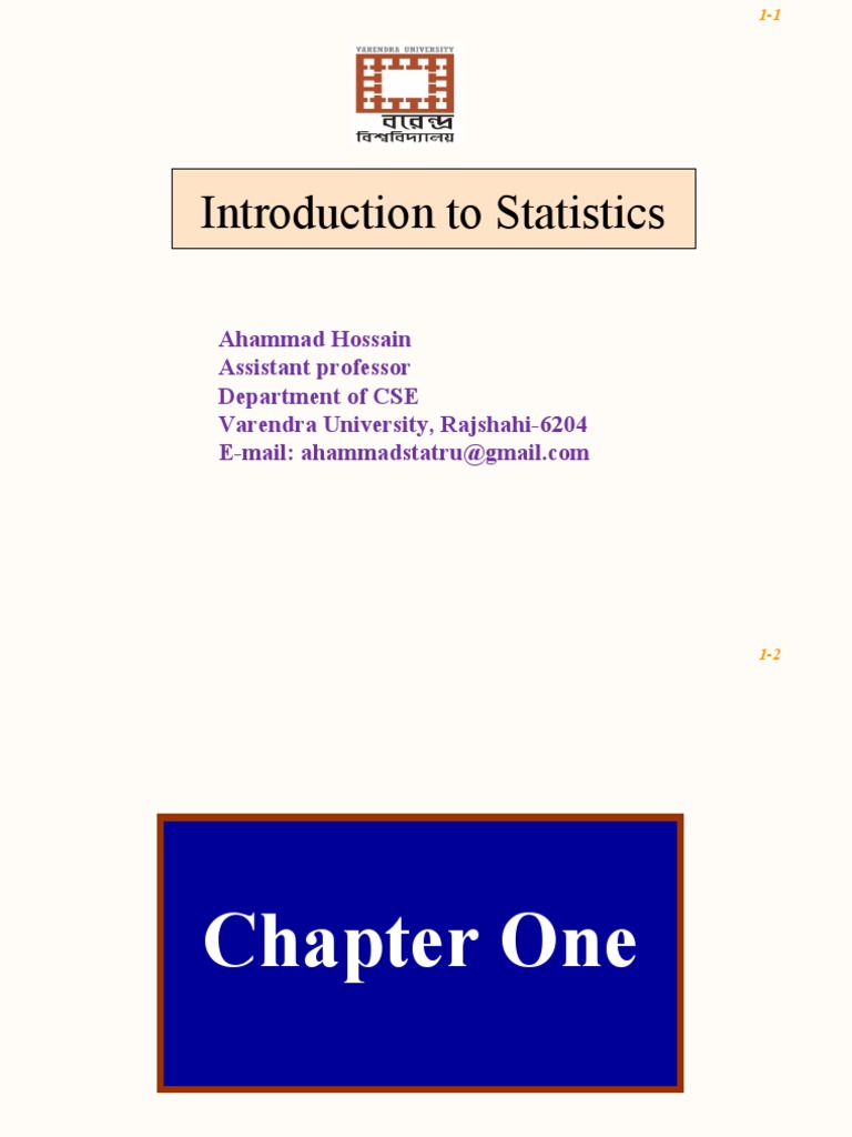 Introduction To Statistics: Ahammad Hossain Assistant Professor ...