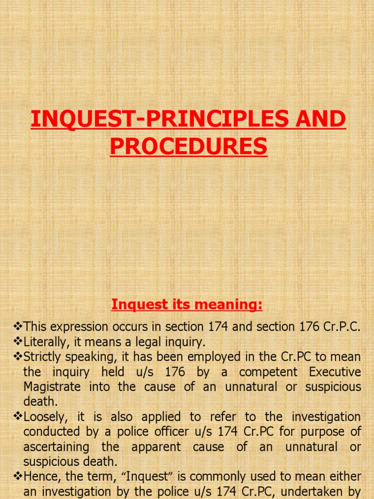 Inquest Principle | PDF | Coroner | Magistrate