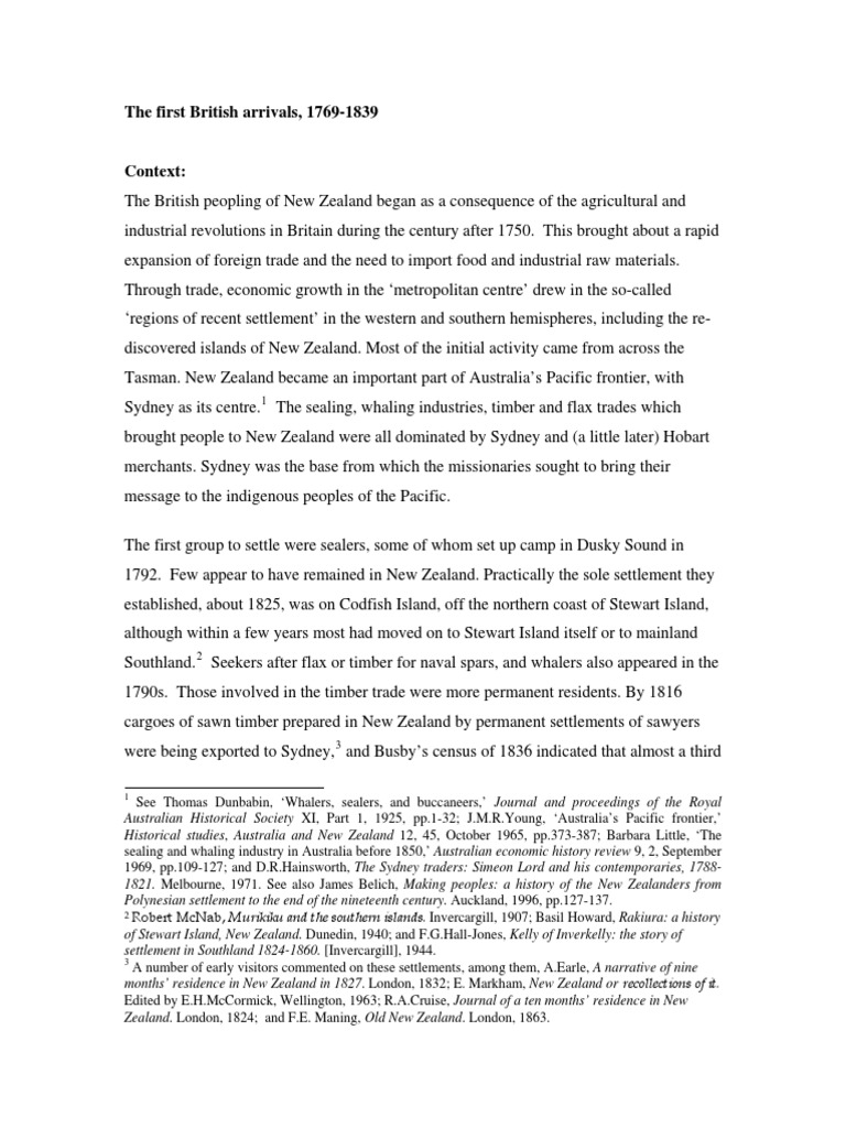 The First British Arrivals, 1769-1839 | PDF | New Zealand | Ireland