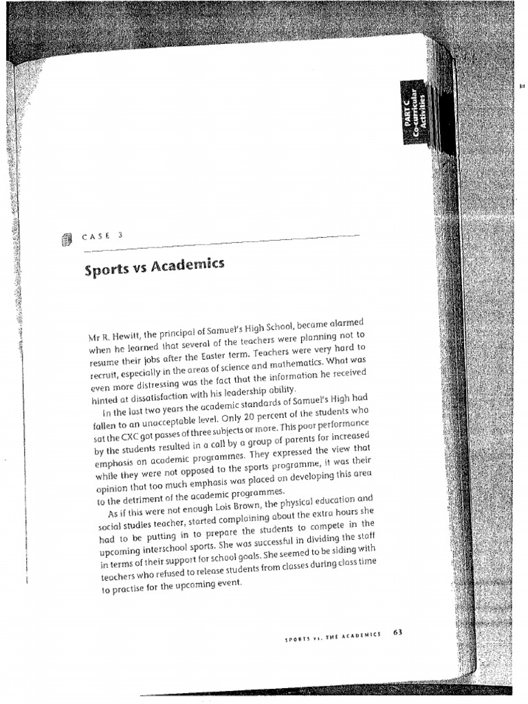 Case 3 Sports Vs Academics | PDF