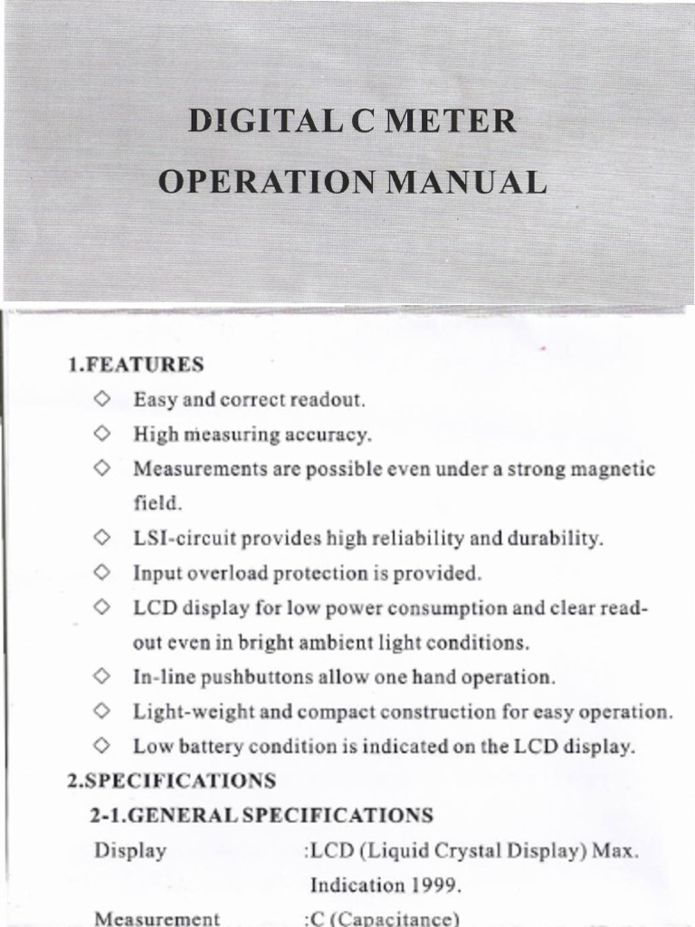 Digital Capacimeter Minipa MC-152-operation Manual | PDF | Capacitance ...