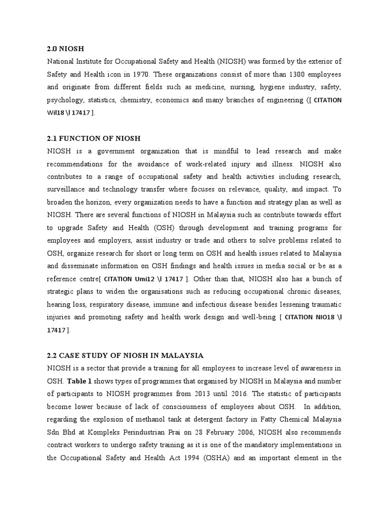 Case Study of Niosh | PDF | Occupational Safety And Health | Medical ...